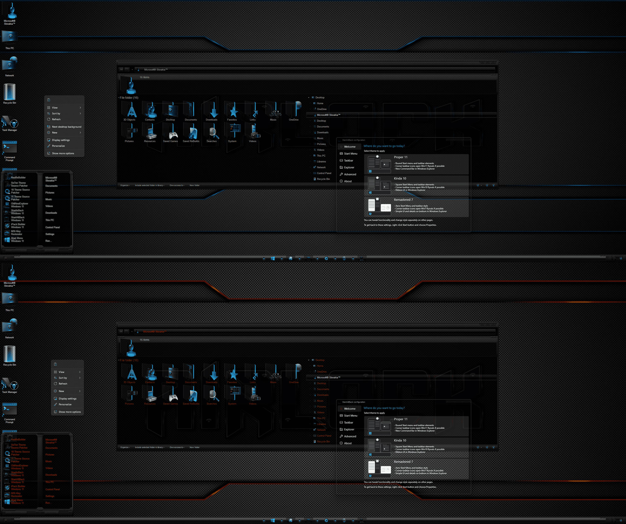 Airlock Dark , Blue and Red for Windows 11 - Basic Themer