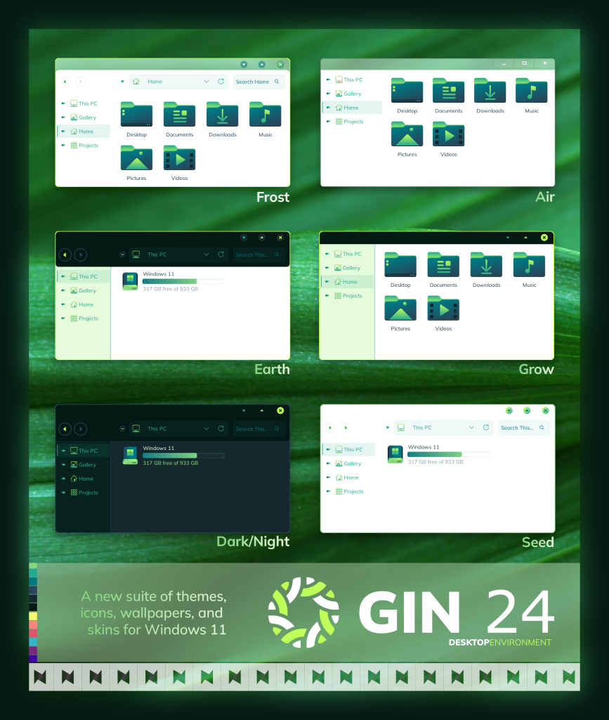 GIN 24 Theme for Windows 11 - Customize Windows 11 Frames with BasicThemer